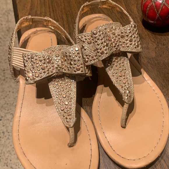 Shoes | Material Girl Rose Gold Studded Bow Sandals | Poshmark